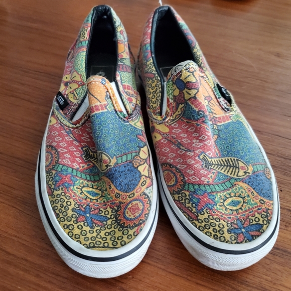 Vans | Shoes | Vans Slipons Fishbone Doodle Art Womans 65 | Poshmark
